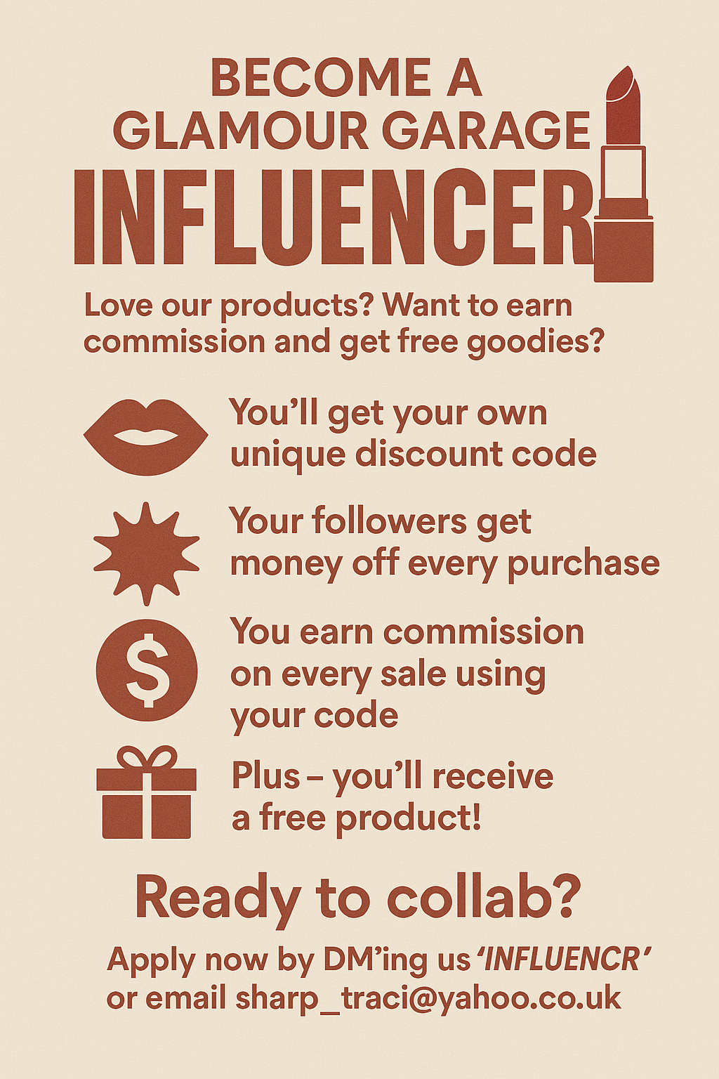 Influencer Affiliate Programme – Glamour Garage Shop